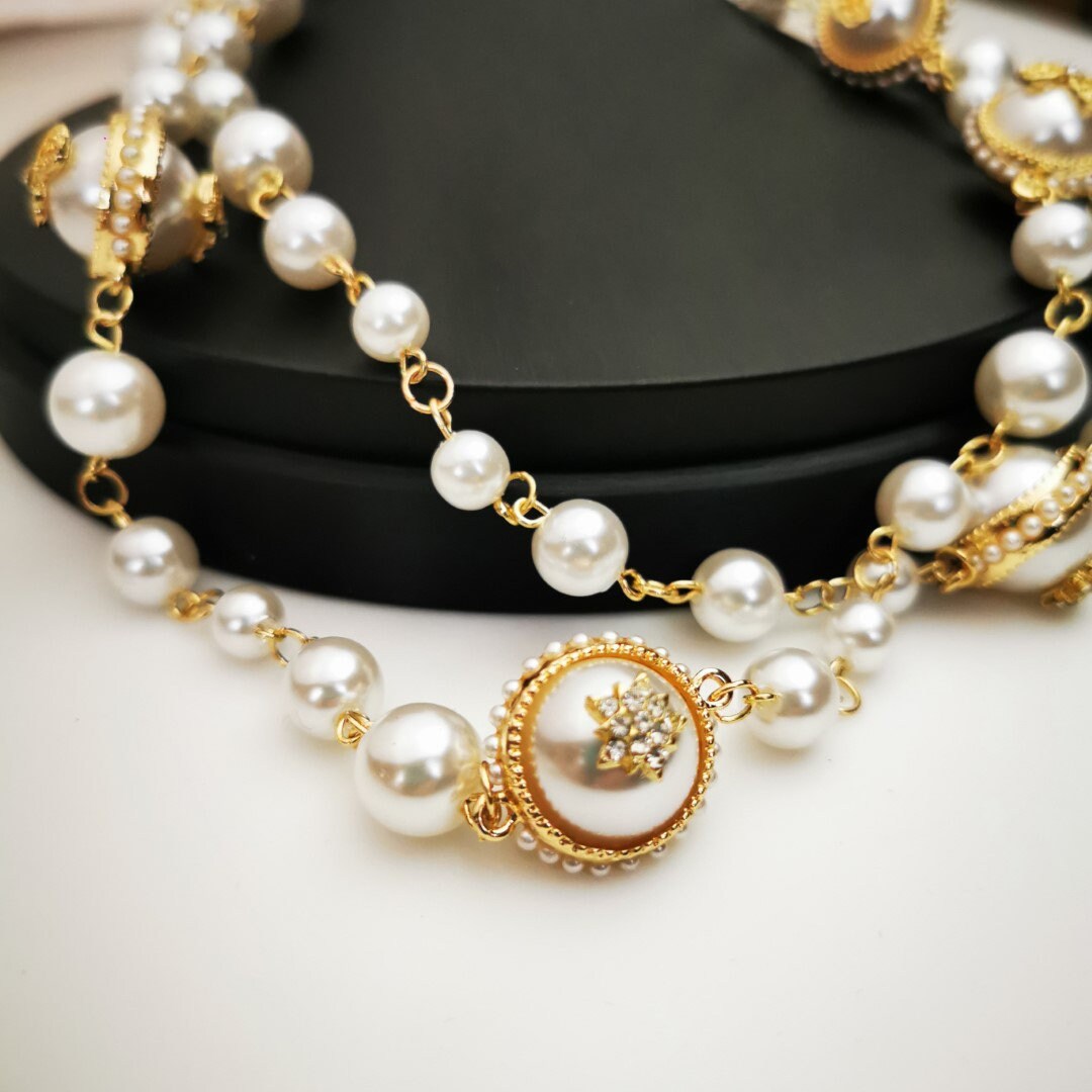 New Layered Pearl Chain Necklace Multi-layer Long Necklace Jewelry - Etsy