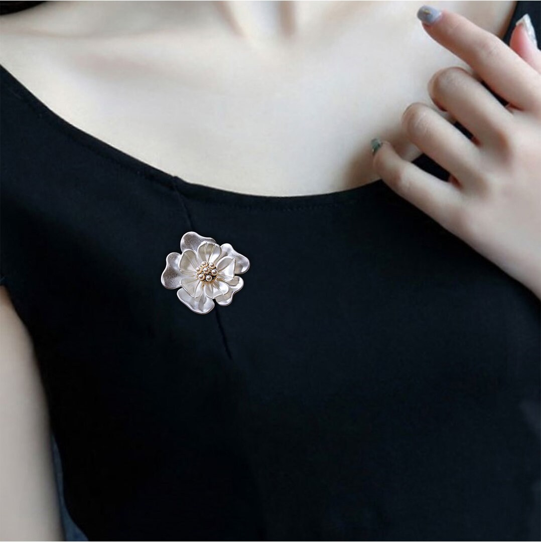 Women's Camellia Flower Pin Brooch, Wedding Brooch, Flower Brooch ...