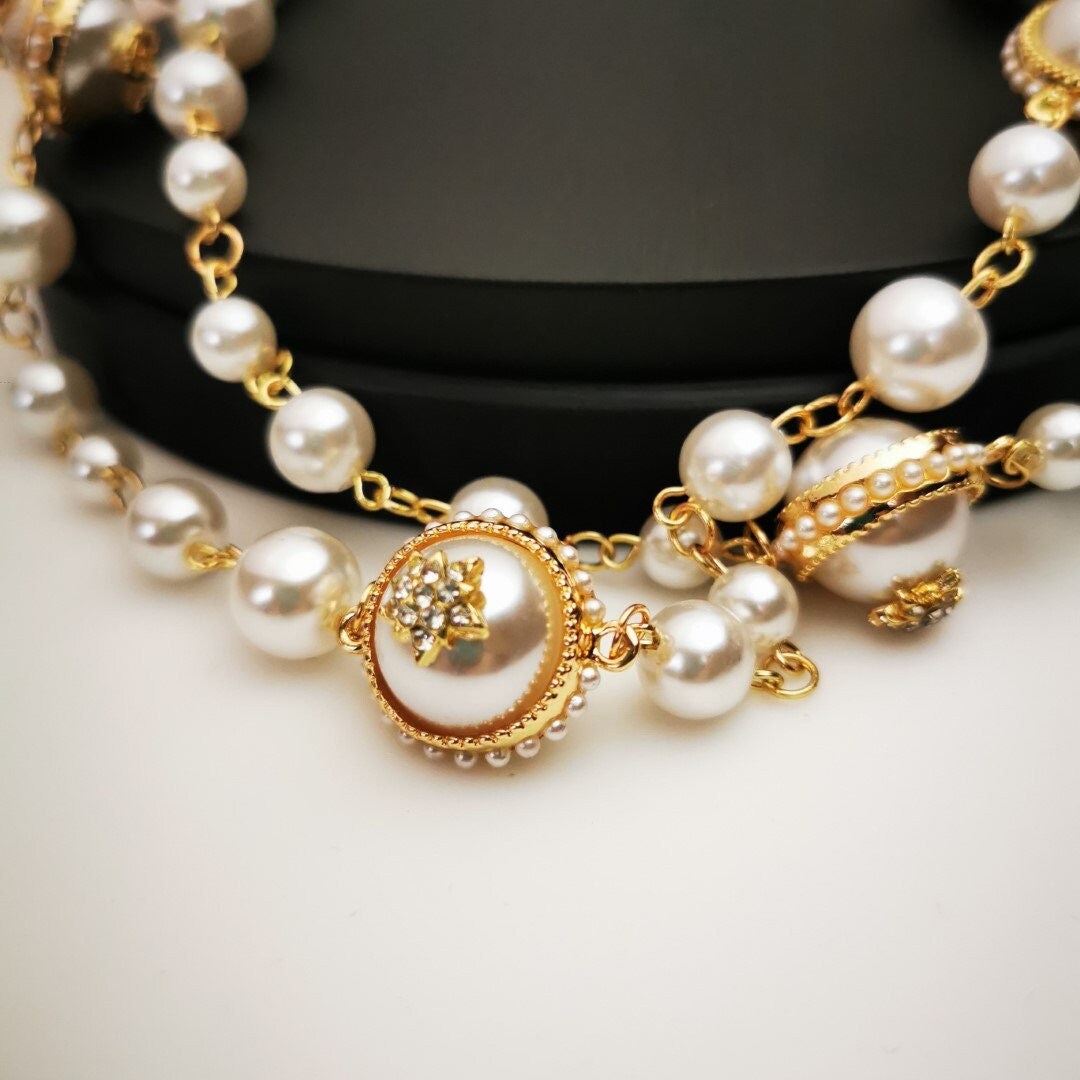 New Layered Pearl Chain Necklace Multi-layer Long Necklace Jewelry - Etsy