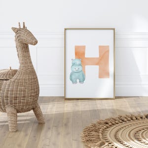 Watercolor Alphabet Letter H Art Beautiful Alphabet Print Pastel Wall ...