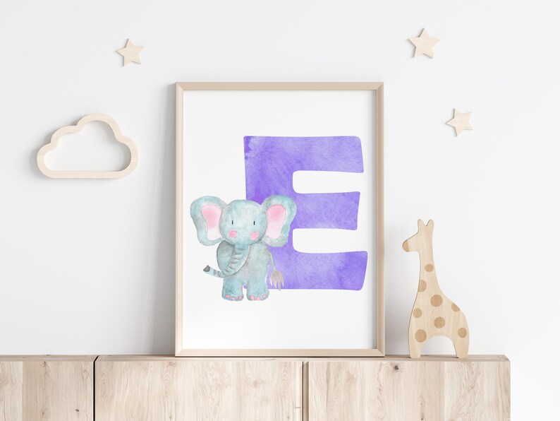 Watercolor Alphabet Letter E Art Beautiful Alphabet Print Pastel Wall ...