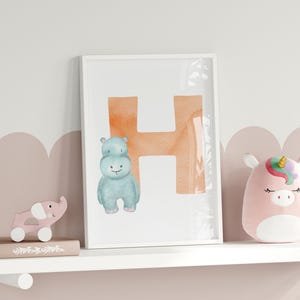Watercolor Alphabet Letter H Art Beautiful Alphabet Print Pastel Wall ...