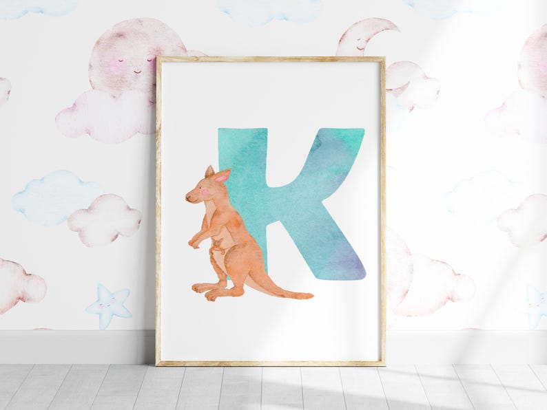 Watercolor Alphabet Letter K Art Beautiful Alphabet Print Pastel Wall ...