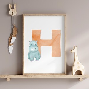 Watercolor Alphabet Letter H Art Beautiful Alphabet Print Pastel Wall ...
