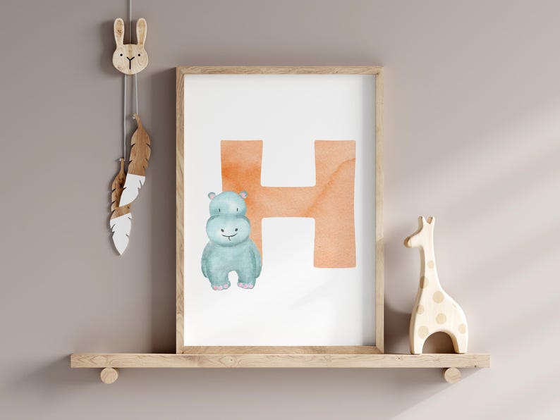 Watercolor Alphabet Letter H Art Beautiful Alphabet Print Pastel Wall ...