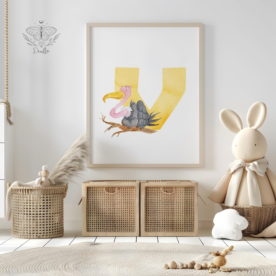 Watercolor Alphabet Letter V Art Beautiful Alphabet Print Pastel Wall ...