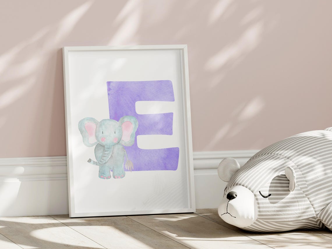 Watercolor Alphabet Letter E Art Beautiful Alphabet Print Pastel Wall ...