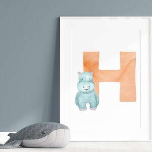 Watercolor Alphabet Letter H Art Beautiful Alphabet Print Pastel Wall ...