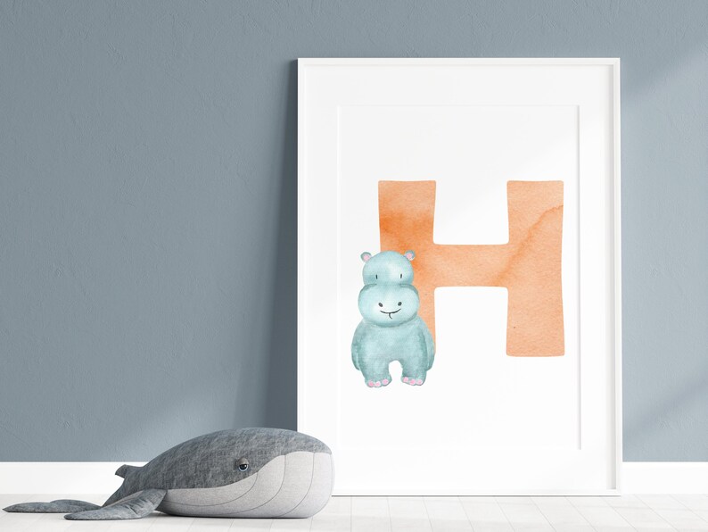 Watercolor Alphabet Letter H Art Beautiful Alphabet Print Pastel Wall ...