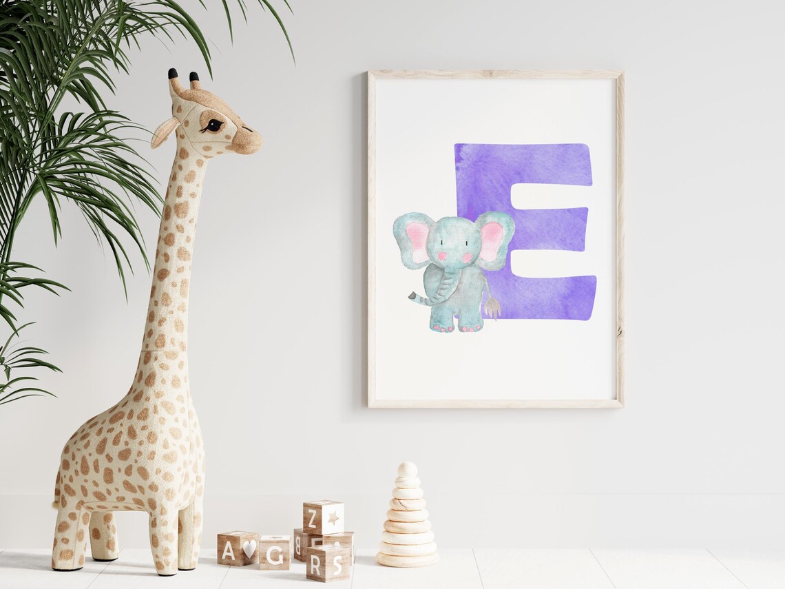 Watercolor Alphabet Letter E Art Beautiful Alphabet Print Pastel Wall ...