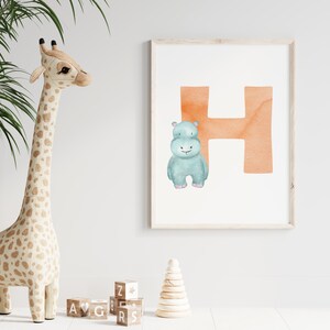 Watercolor Alphabet Letter H Art Beautiful Alphabet Print Pastel Wall ...