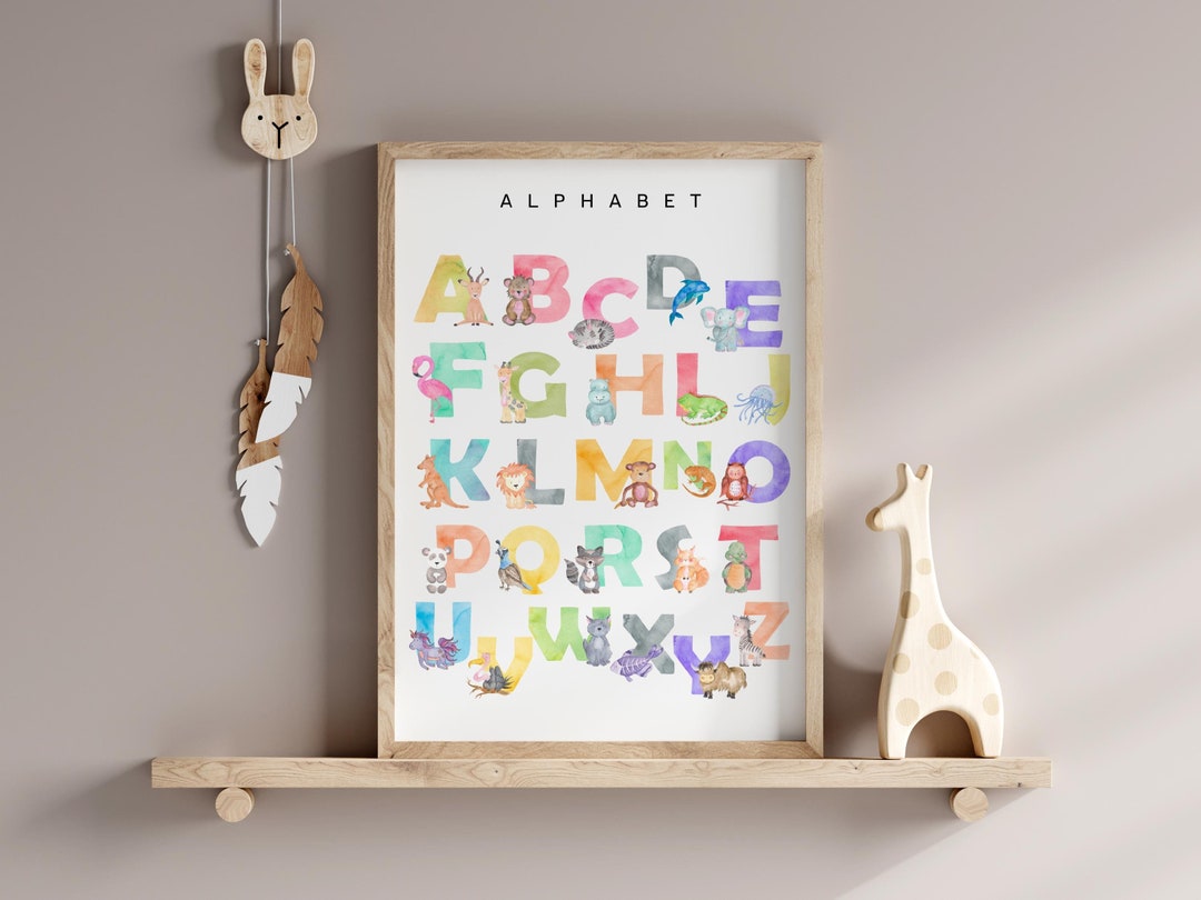 Watercolor Alphabet Wall Decor Minimalist Nursery Art Kids Alphabet ...