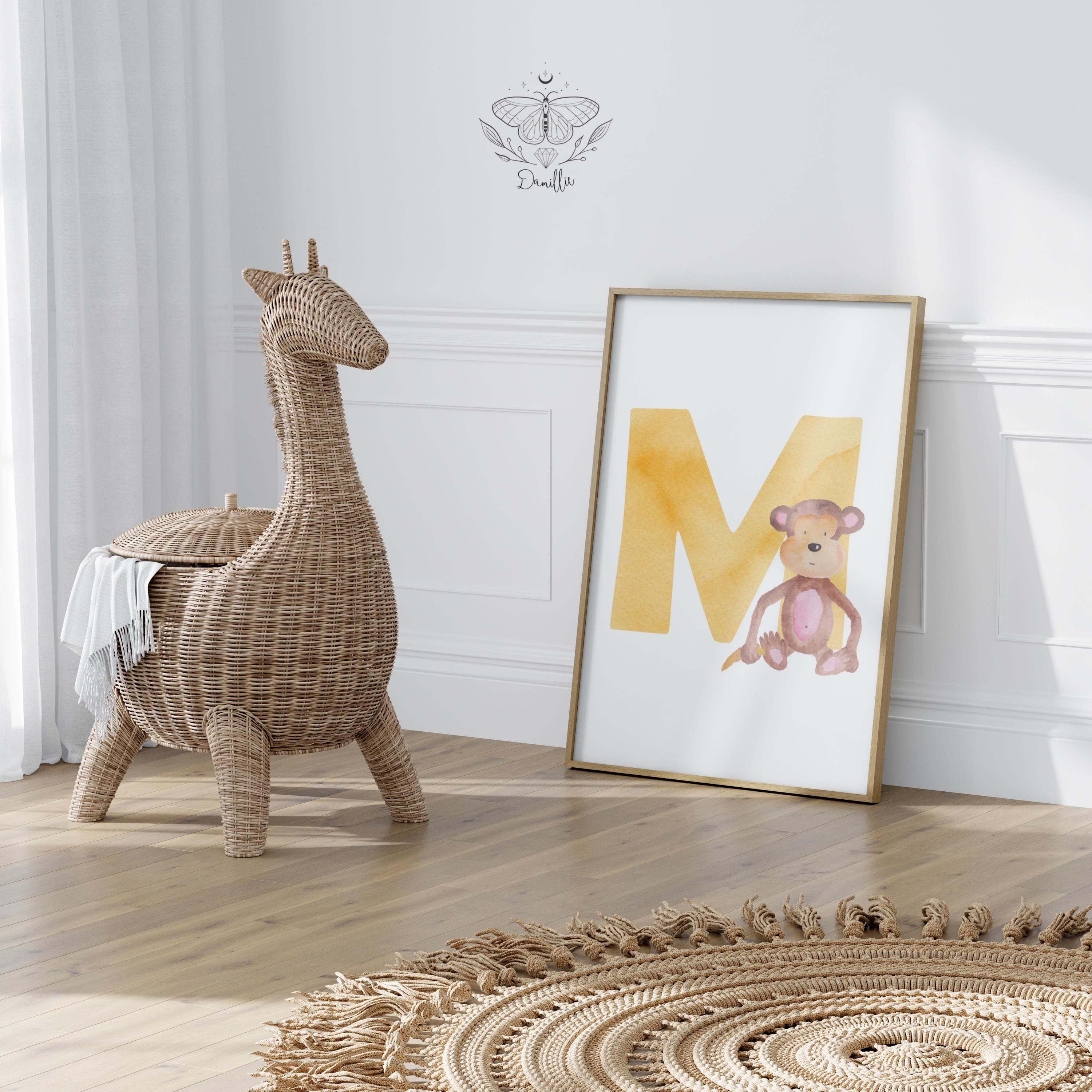 Watercolor Alphabet Letter M Art Beautiful Alphabet Print Pastel Wall ...