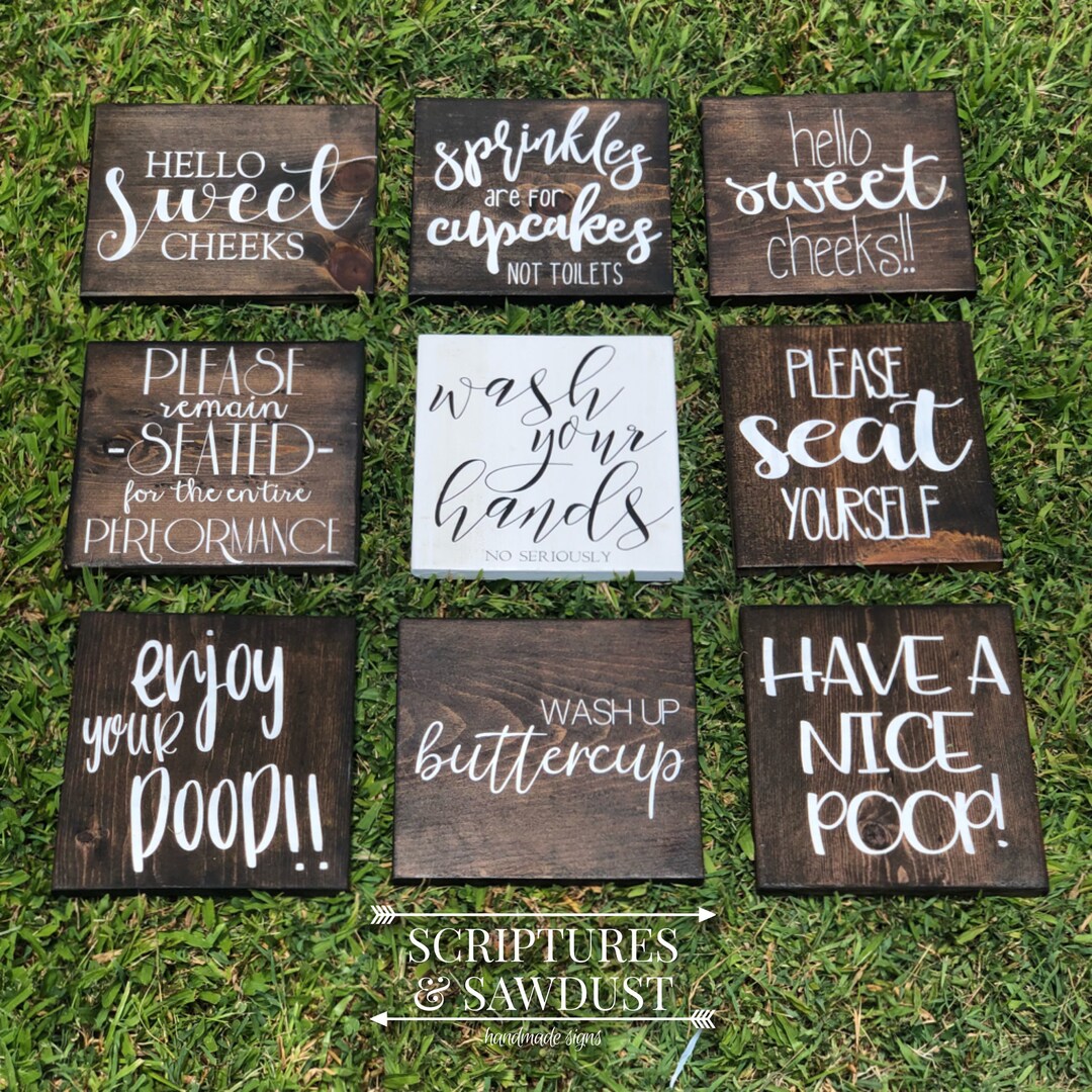 Bathroom Sign - Handmade Wooden Bathroom Sign - Design of Your Choice ...