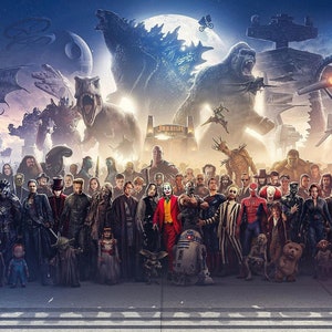Blockbuster 150 Movies Characters XXL ' Blockbuster Fine Art Panorama ...