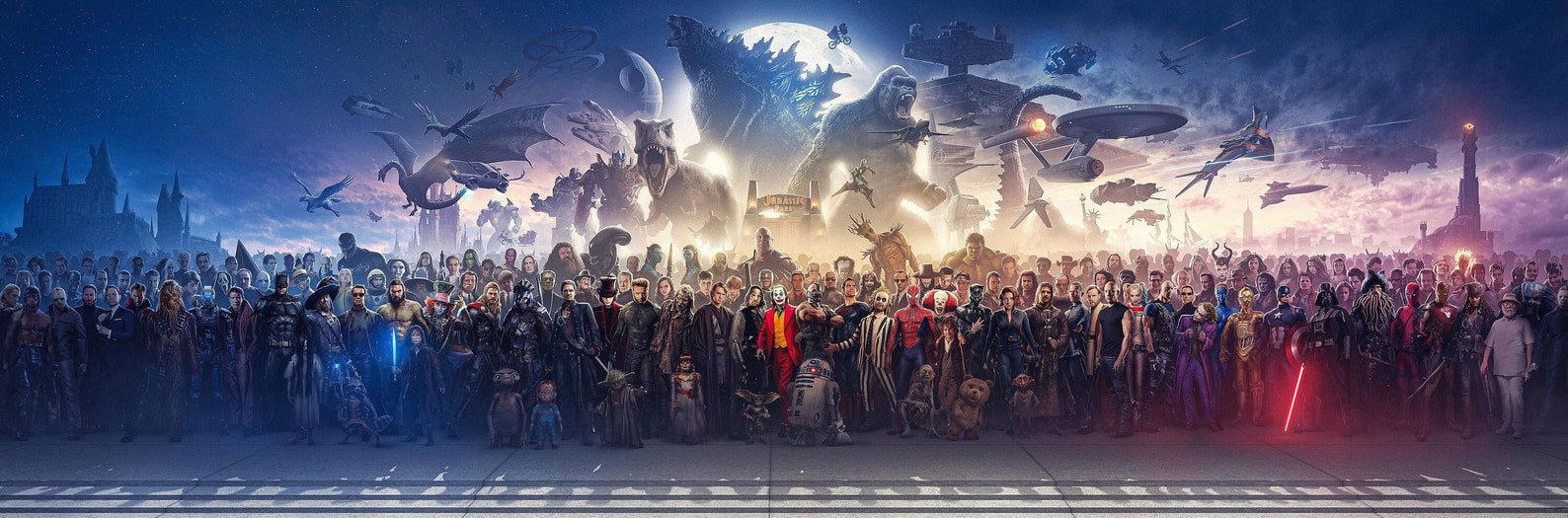 Blockbuster 150 Movies Characters XXL ' Blockbuster Fine Art Panorama ...