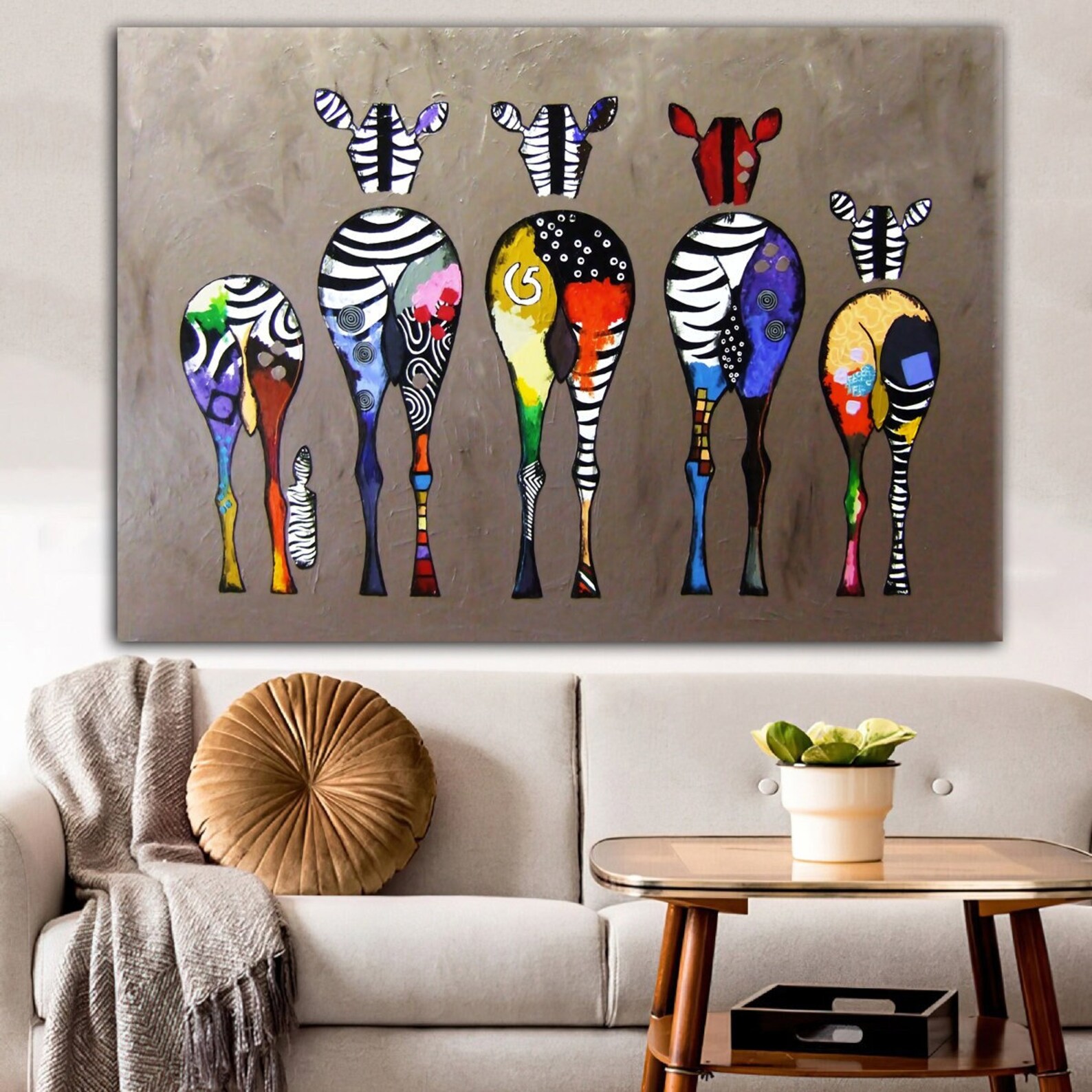Banksy Zebra Art Colorful Zebra Wall Art Abstract Oil - Etsy
