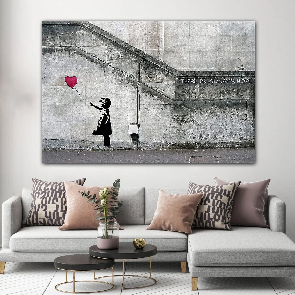 Banksy Girl With Heart Baloon Banksy Style Canvas/ Printed - Etsy