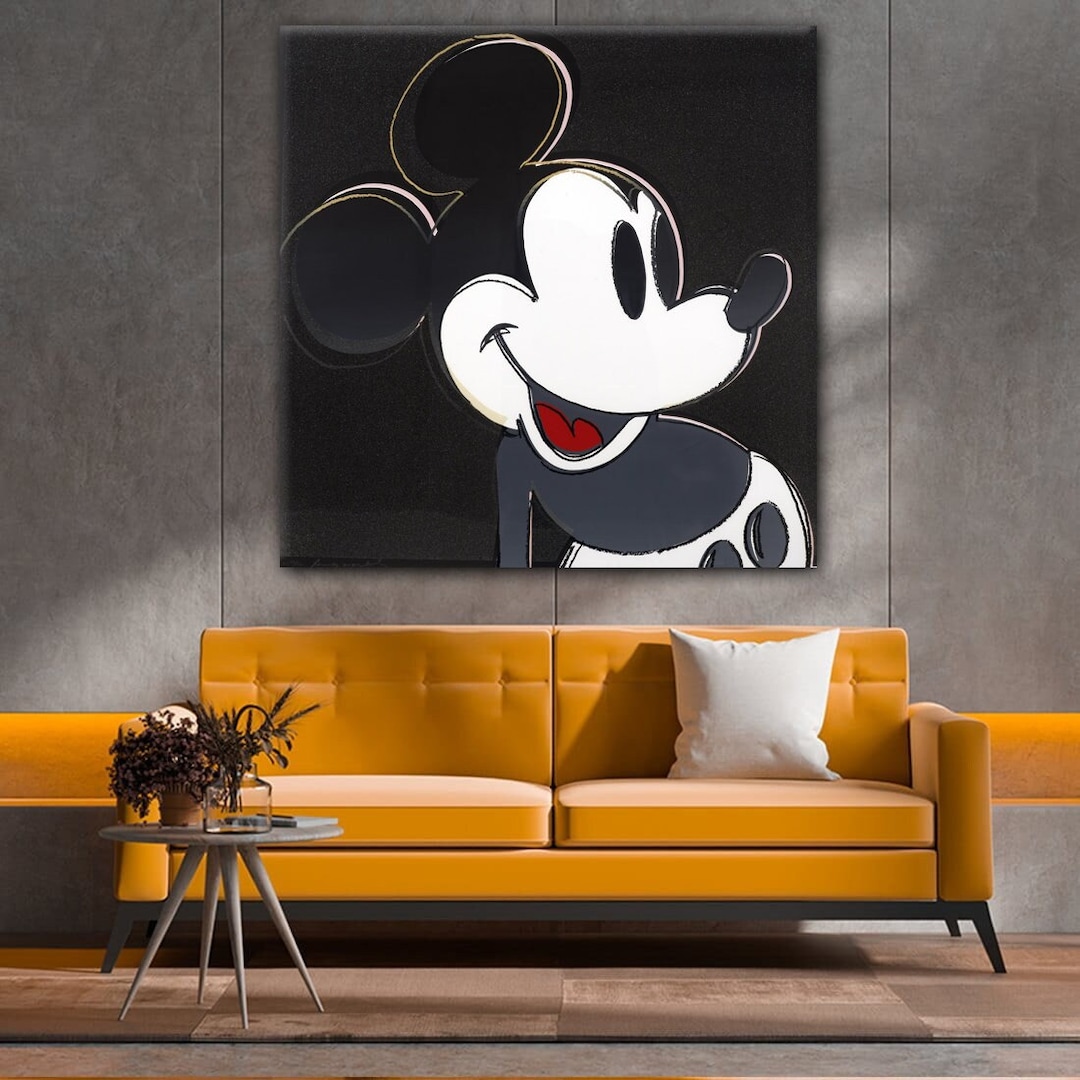 Mickey Mouse Square Pop Art, Canvas Wall Art Print, Mickey Mouse Decor ...