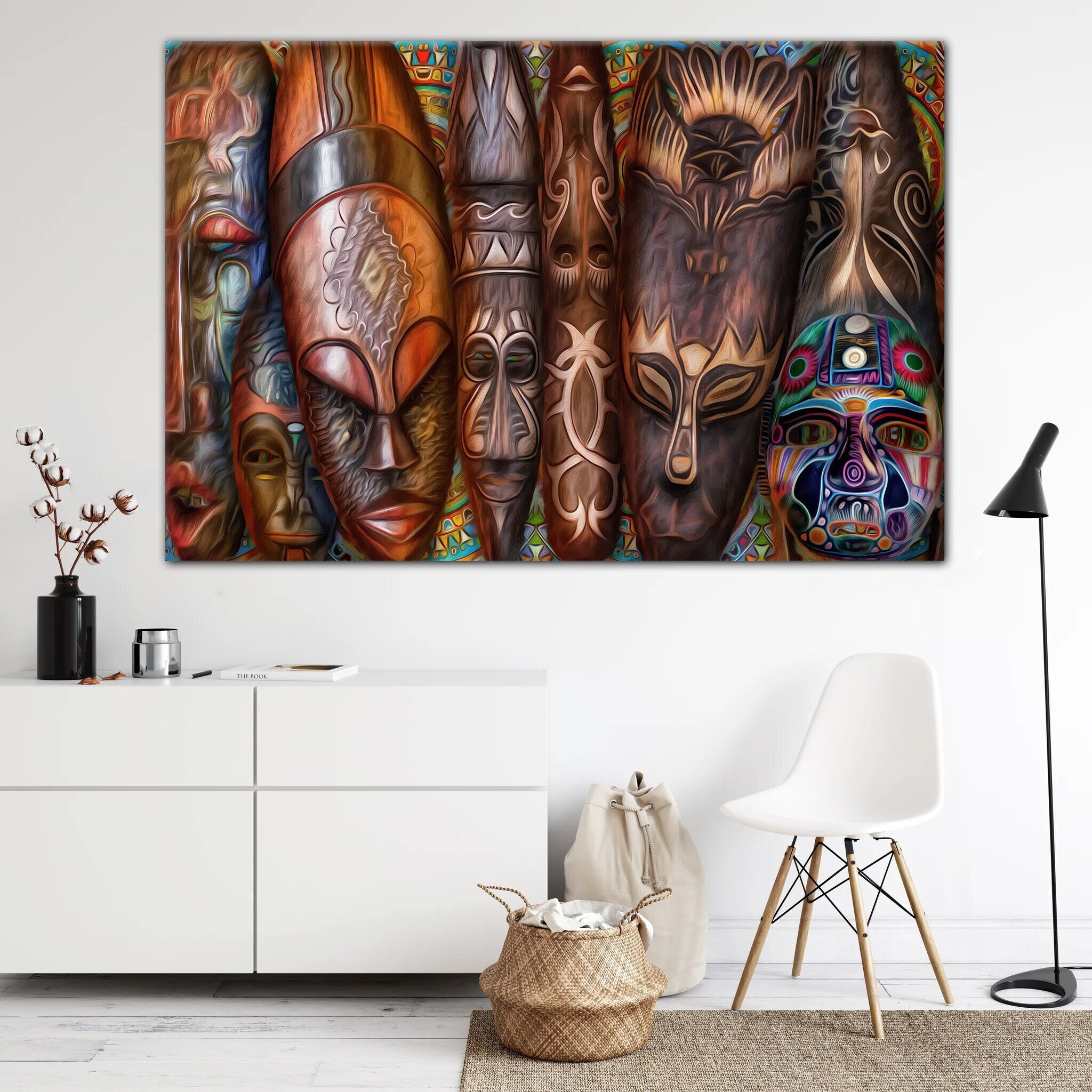 African Mask Canvas Tribal Mask Print African Wall Art - Etsy