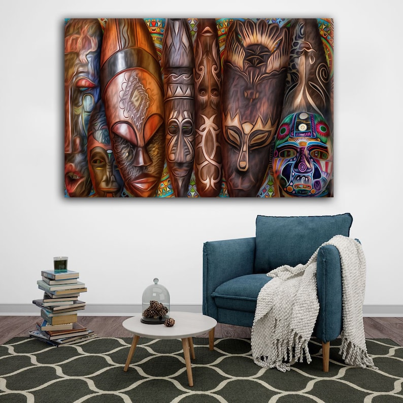 African Mask Canvas Tribal Mask Print African Wall Art - Etsy