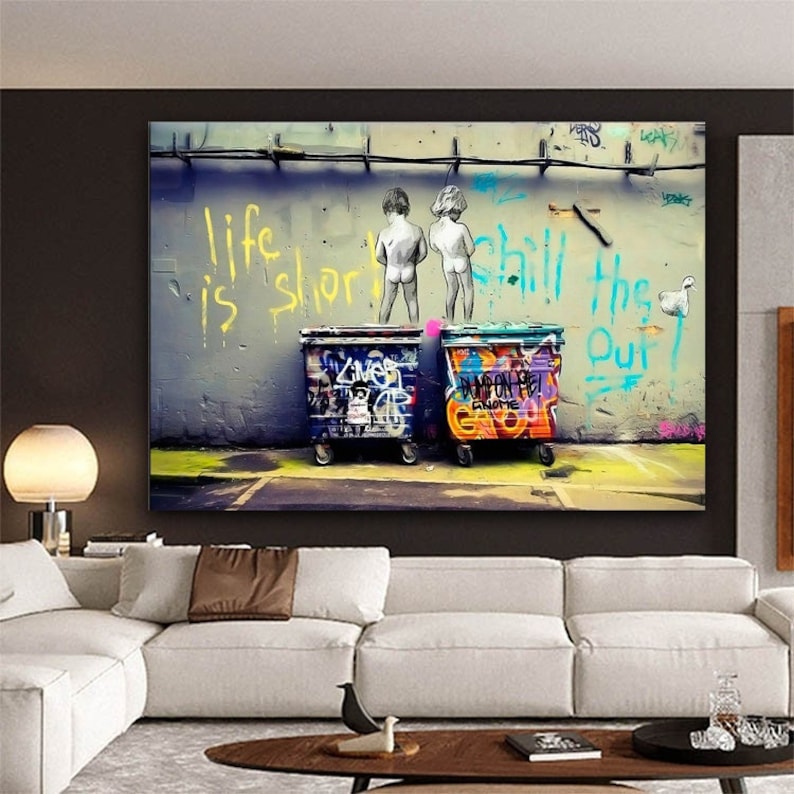 Banksy Life is Short, Banksy Canvas, Banksy Two Boys, Wall Art Canvas ...