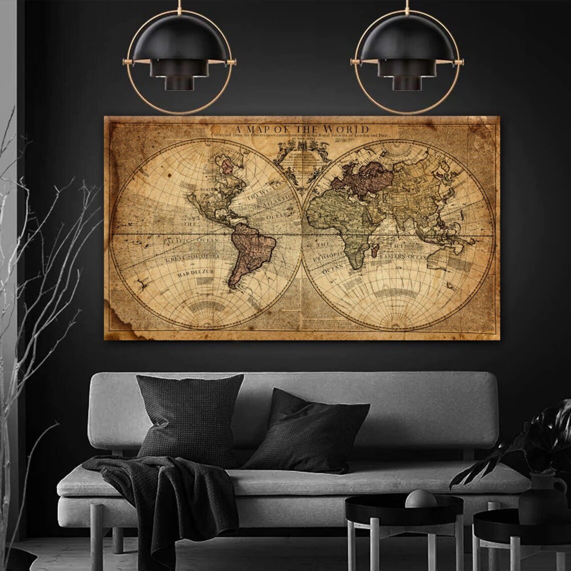 Vintage World Map Canvas Art Old World Map Old World Map Art - Etsy