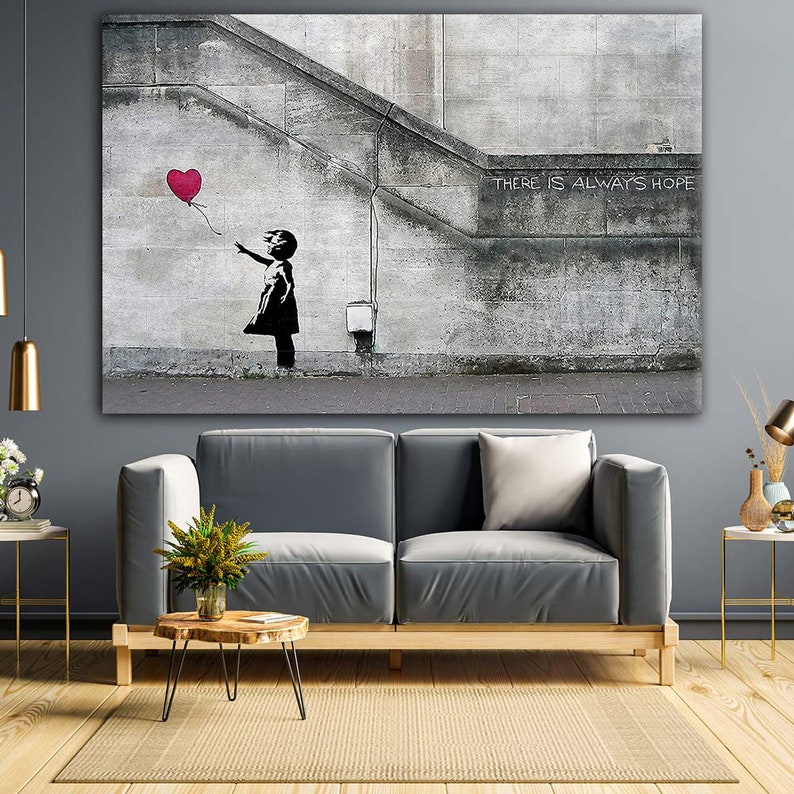 Banksy Girl With Heart Baloon Banksy Style Canvas/ Printed - Etsy