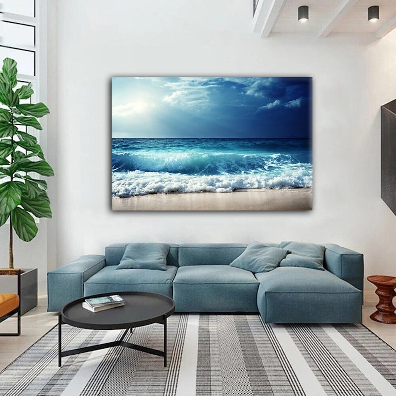 Ocean Beach Canvas Prints,sea Landscape Nautical Photo Coastal Canvas ...