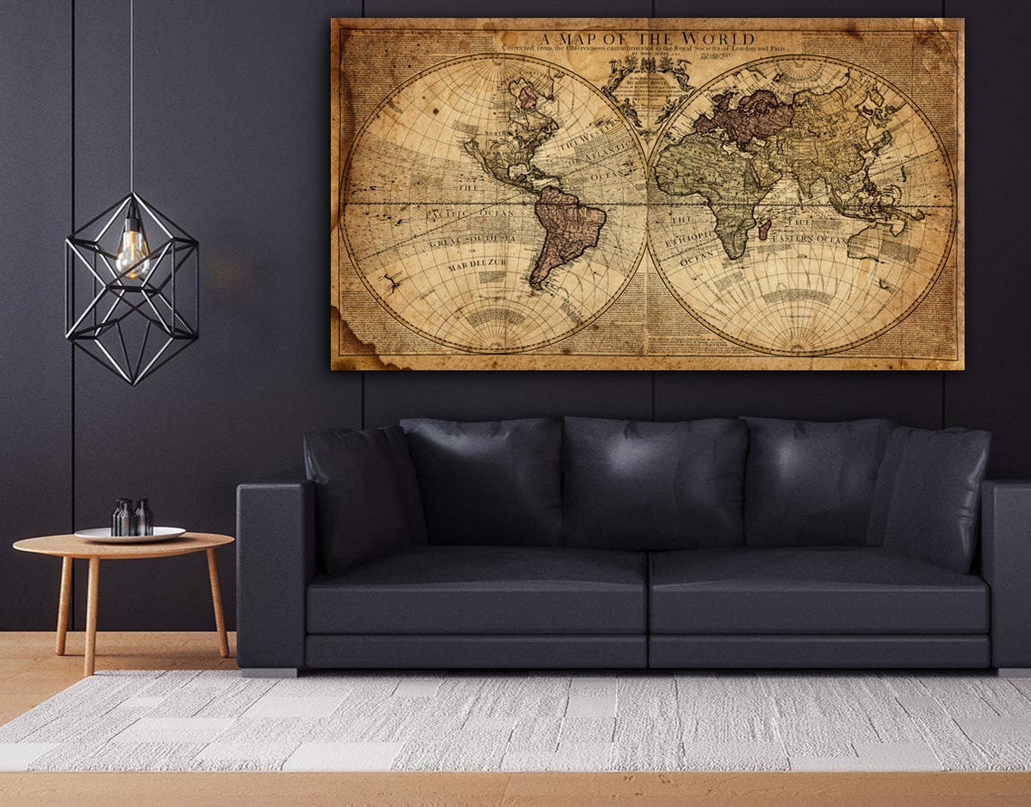 Vintage World Map Canvas Art, Old World Map, Old World Map Art Canvas ...