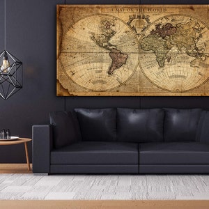 Vintage World Map Canvas Art, Old World Map, Old World Map Art Canvas ...