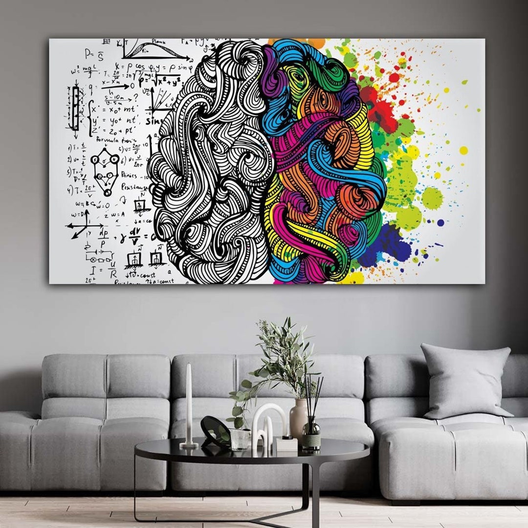 Brain Anatomy Art Colorful Right&left Brain Print Science Wall Decor ...