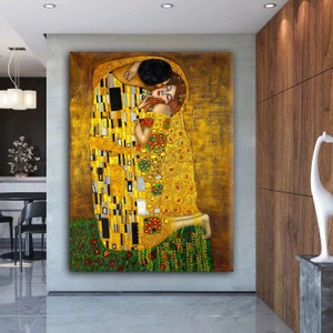 The Kiss Gustav Klimt Canvas, Gustav Klimt Print, the Kiss Poster ...