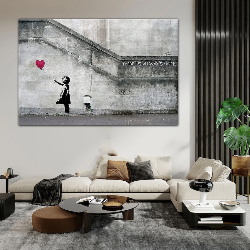 Banksy Girl With Heart Baloon Banksy Style Canvas/ Printed - Etsy