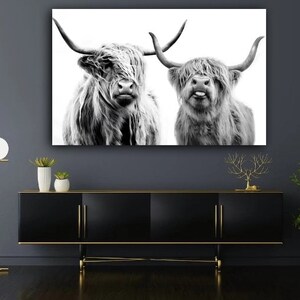 Scottish Cow Wall Decor, Canvas Wall Art, Highland Cow, Farmhouse ...