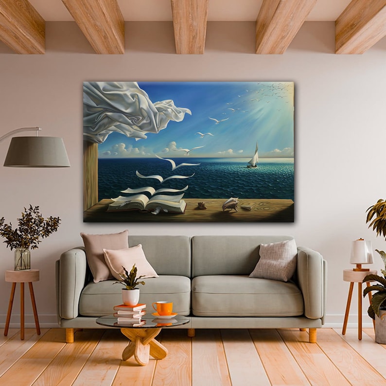 Salvador Dali - Book to Birds, Reproduction Canvas Home Decor, Dali ...