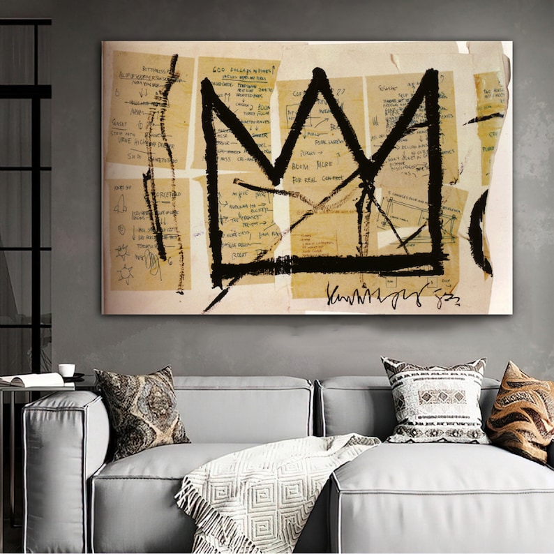 Basquiat Canvas, Jean Michel Basquiat Crown Wall Art, Basquiat Print, Basquiat Wall Art ...