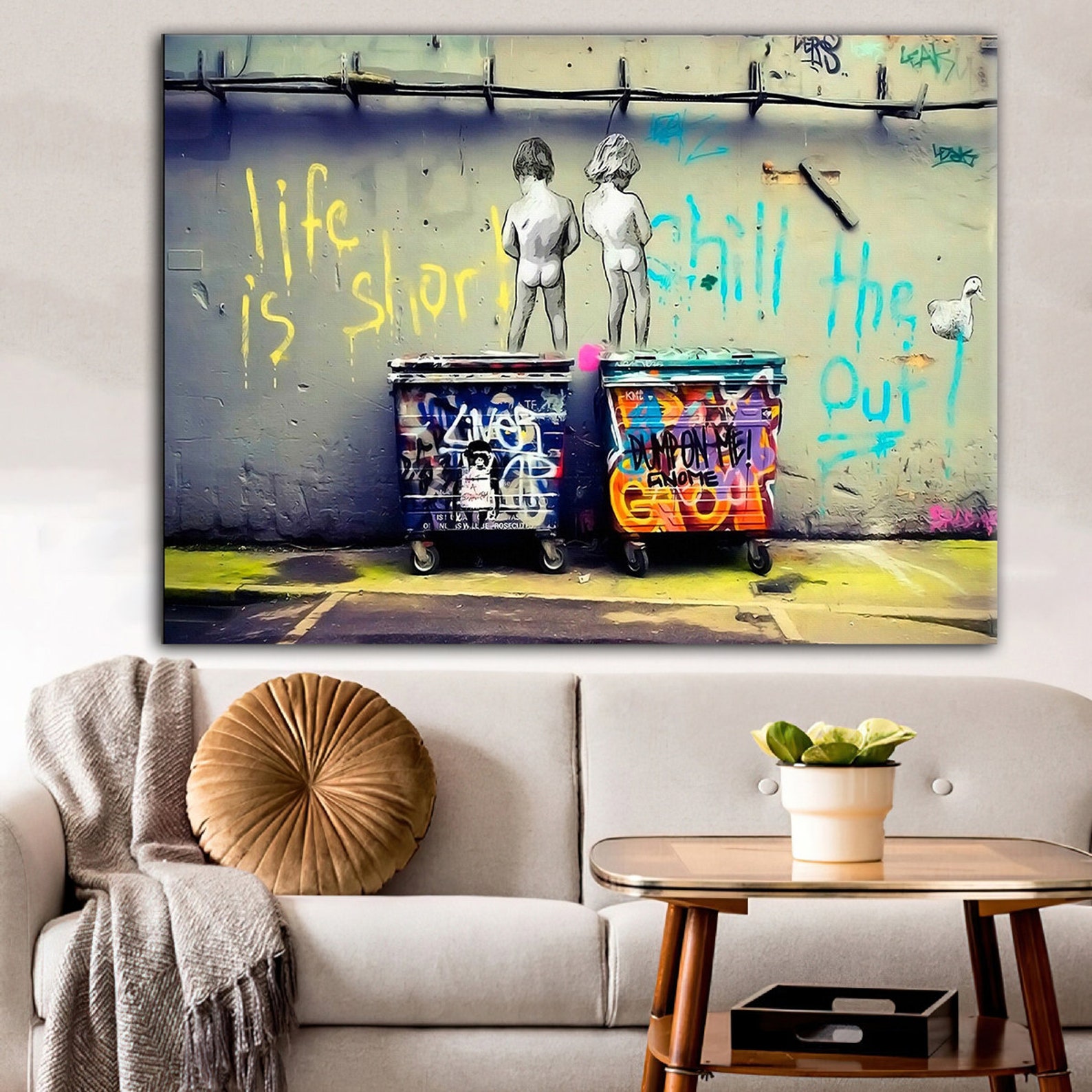 Banksy Life is Short, Banksy Canvas, Banksy Two Boys, Wall Art Canvas ...
