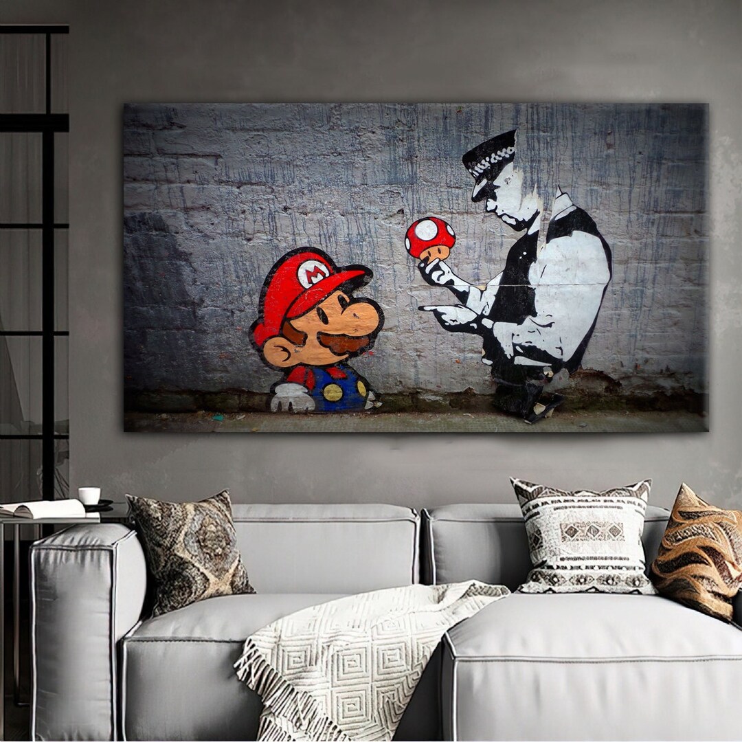 Super Mario Graffiti Printed, Super Mario Artwork, Super Mario Banksy ...