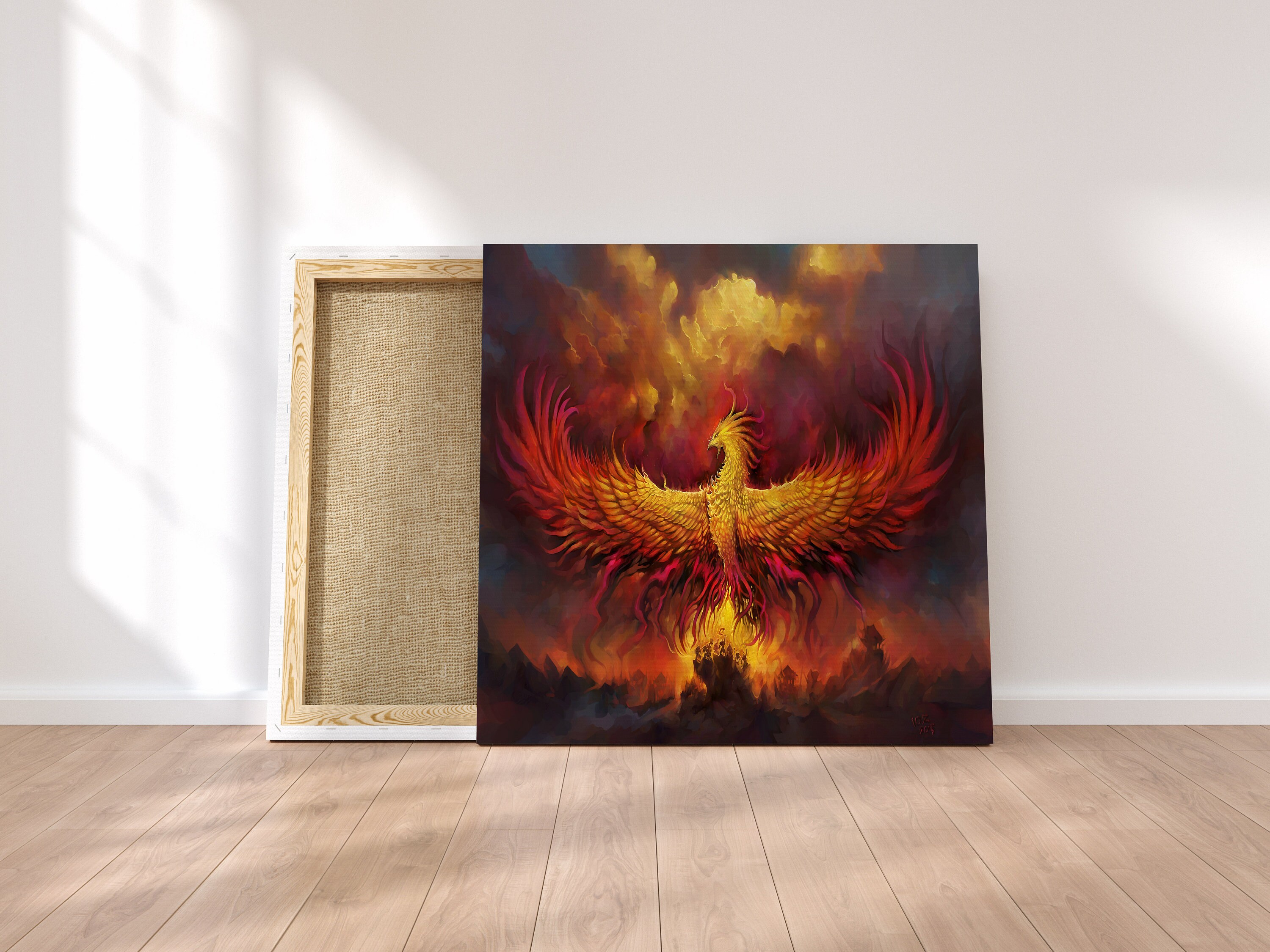Phoenix Canvas Wall Art Fiery Phoenix Modern Home Large Canvas Art Red ...