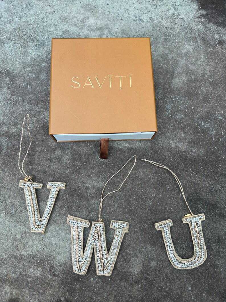 Handmade "v" Monogram Gift Wrap Topper Ornament Large Initial V Tag - Etsy