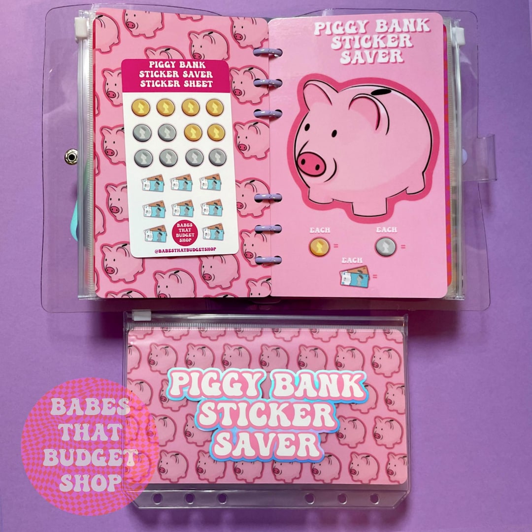 Piggy Bank Sticker Saver | Sticker Savings Challenge | Sticker Sheet ...