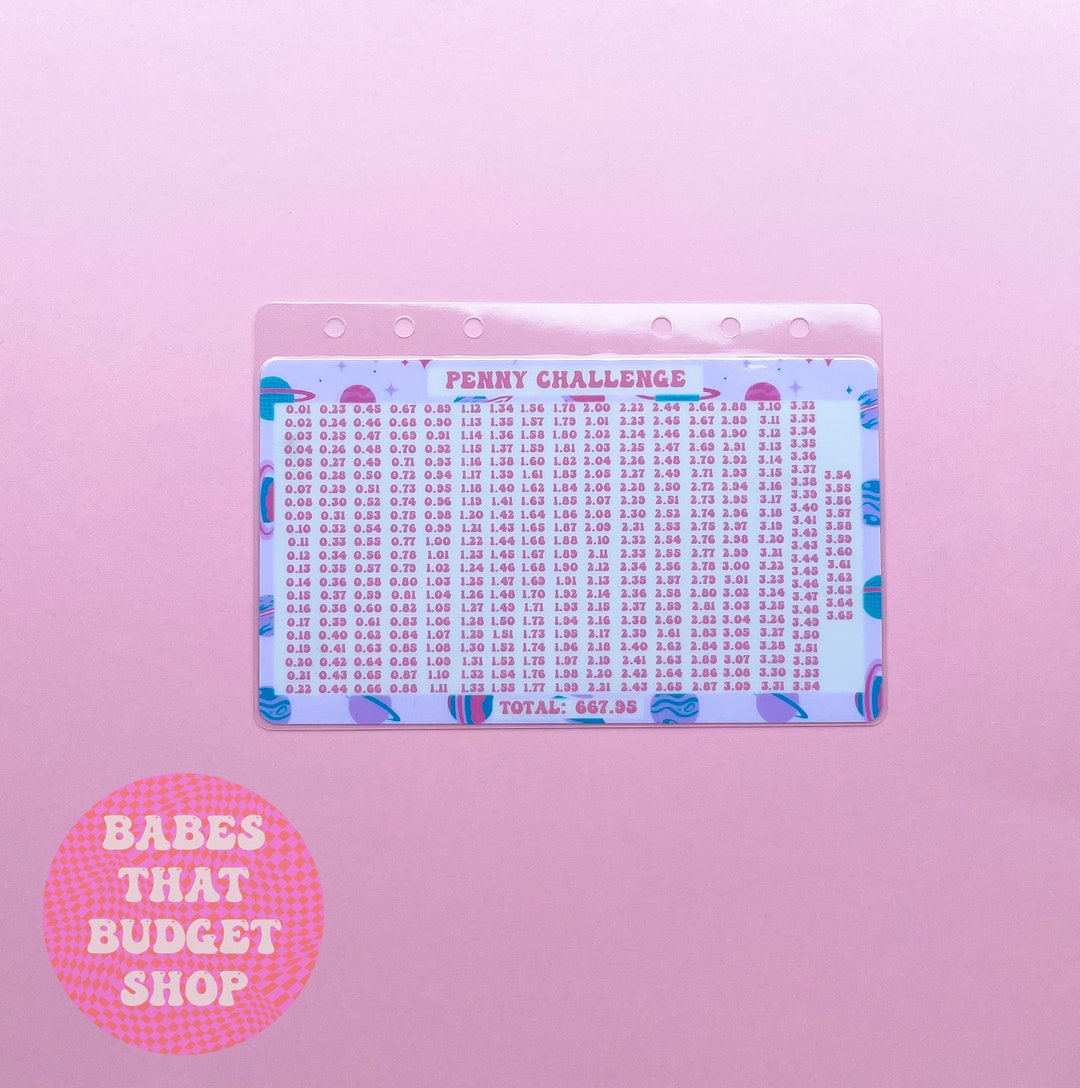 Penny Challenge | A6 Laminated Cash Savings Challenge | Pastel Space ...