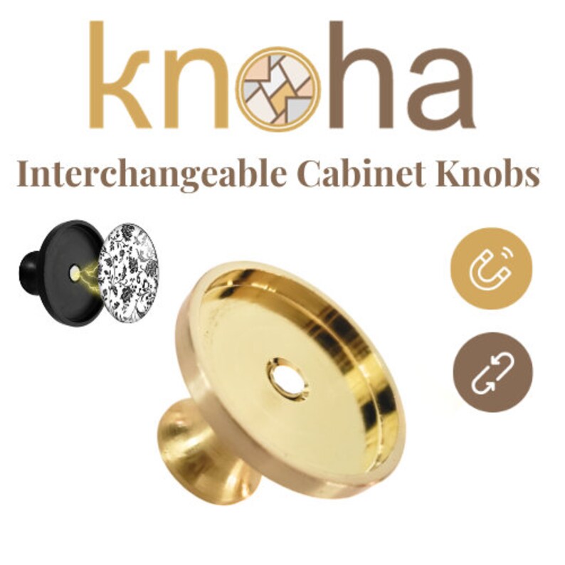 10 DIY Brushed Gold / Brass Magnetic Cabinet Knob Bases for ...