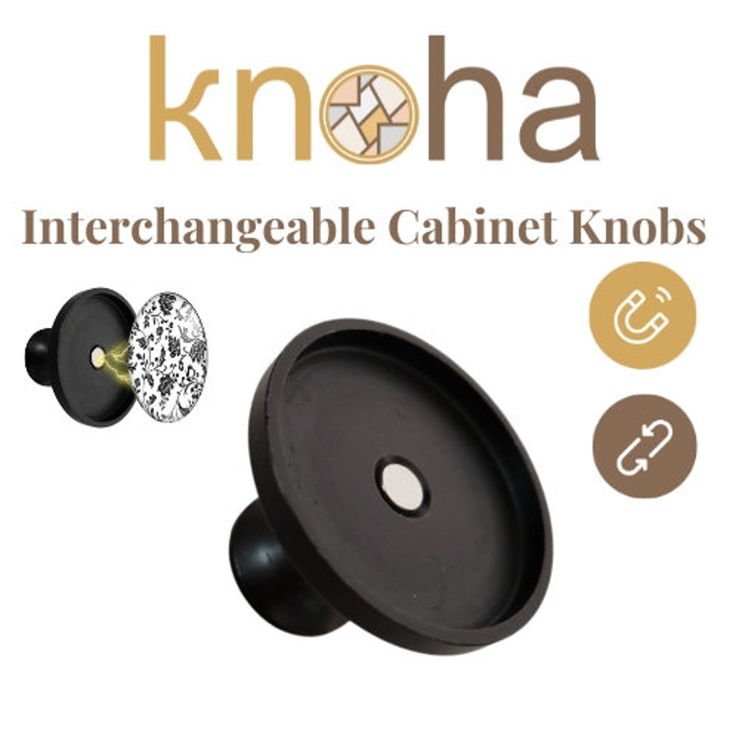10 DIY Black Cabinet Knob Bases, Magnetic Cabochon Holder Bezel, Home ...