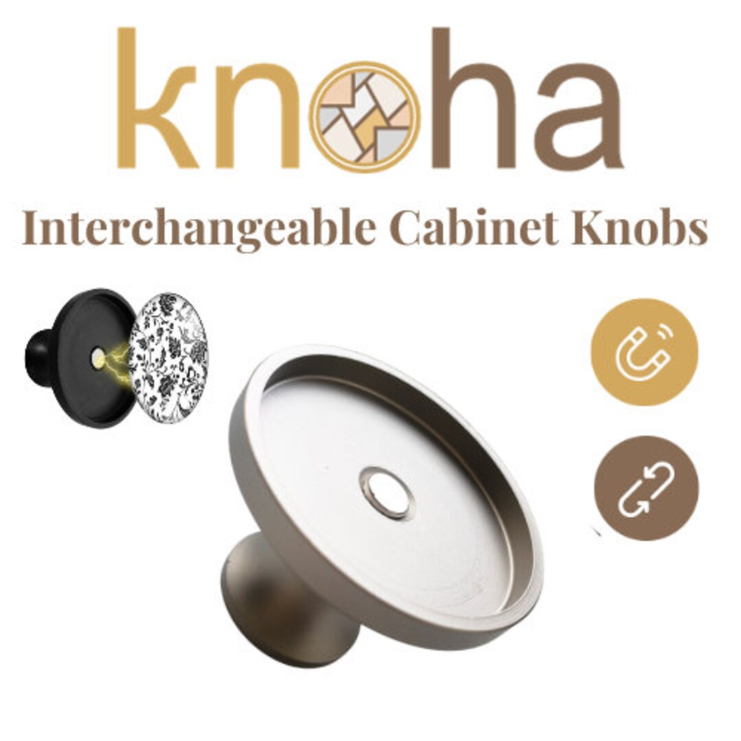 10 DIY Brushed Silver Magnetic Cabinet Knob Bases for Interchangeable ...