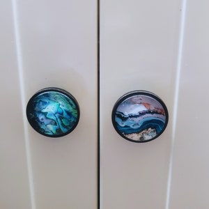 10 DIY Brushed Gold / Brass Magnetic Cabinet Knob Bases for Interchangeable 30mm Cabochons (sold ...