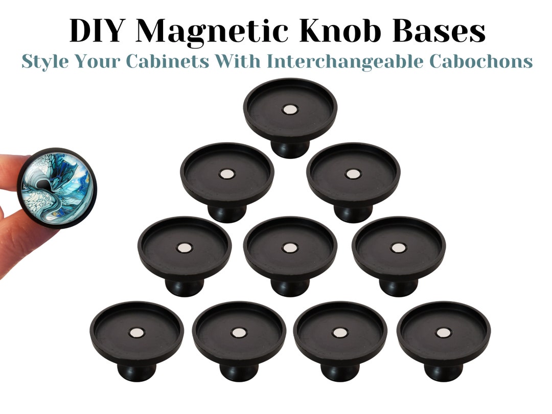 10 DIY Black Cabinet Knob Bases Magnetic Cabochon Holder - Etsy
