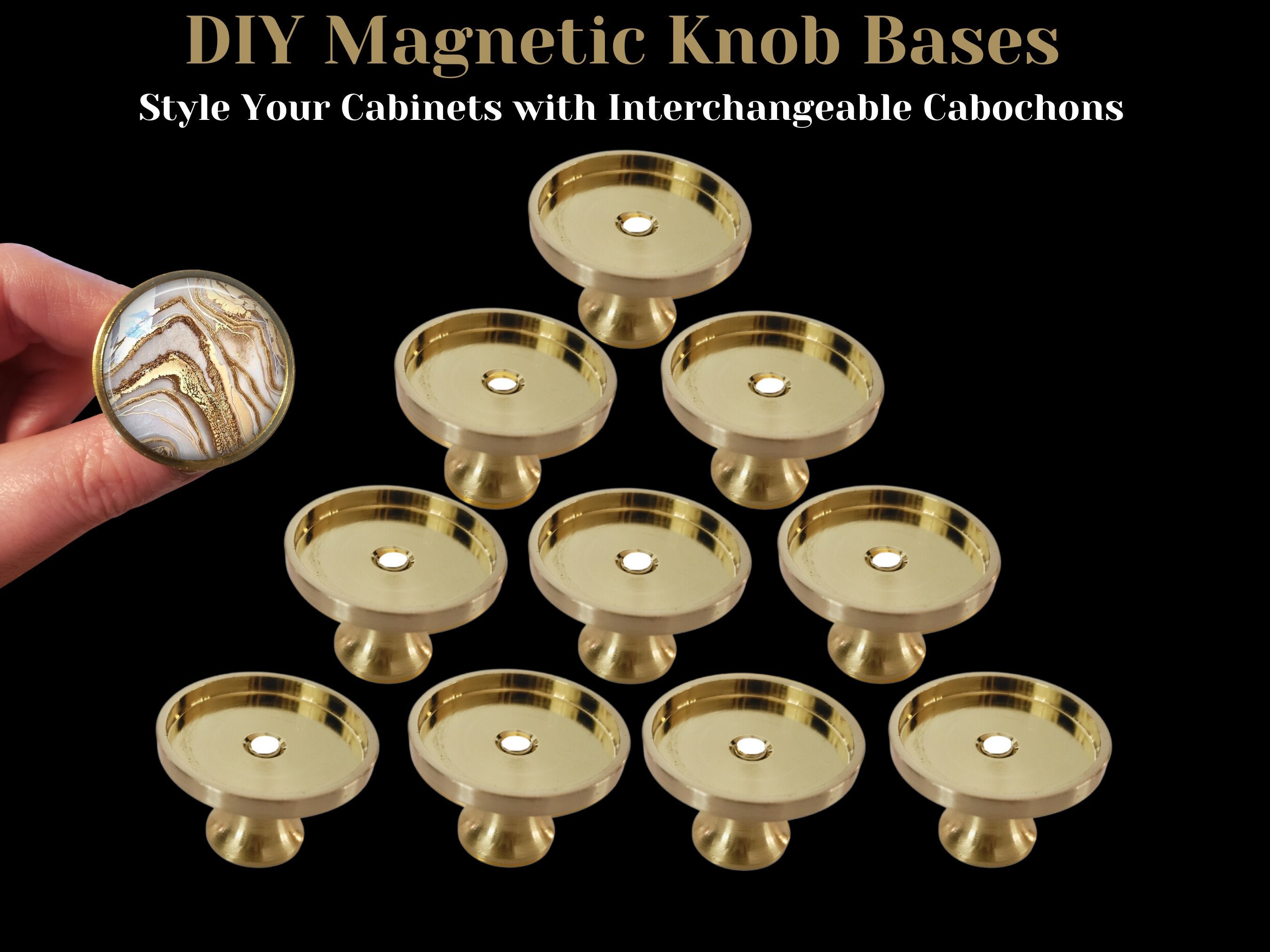 10 DIY Brushed Gold / Brass Magnetic Cabinet Knob Bases for ...