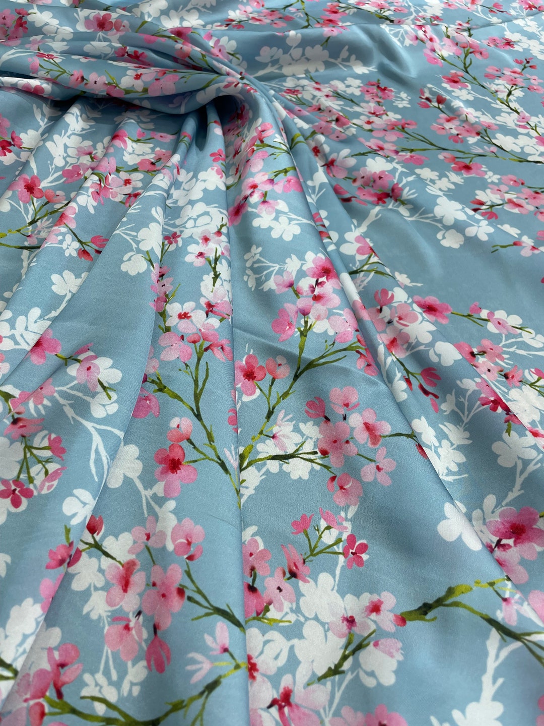 Crispy Flower Silk Satin Fabric-high Quality Fabric-lr - Etsy
